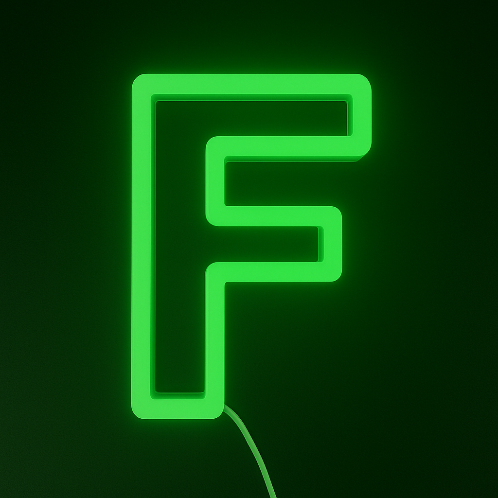 Martin Sign. Co Faux Neon Letter F Sign – Acrylic LED Light